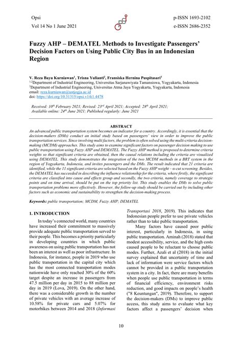 Pdf Fuzzy Ahp Dematel Methods To Investigate Passengers Decision