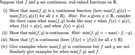 Suppose That F And G Are Continuous Real Valued