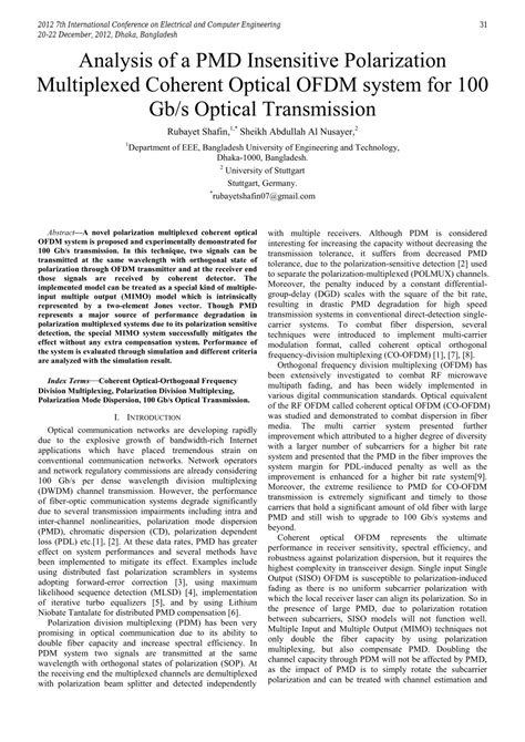 Pdf Analysis Of A Pmd Insensitive Polarization Multiplexed Coherent