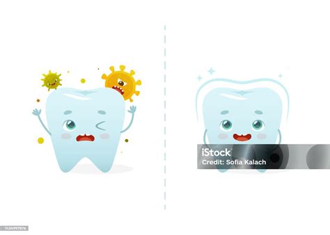 Vetores De Problema Dentário E Cárie De Prevenção Com Mascote De