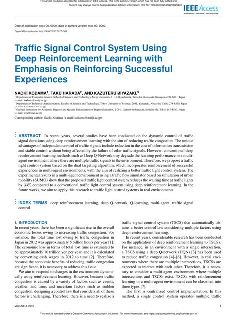 pdf traffic signal control system using deep reinforcement learning