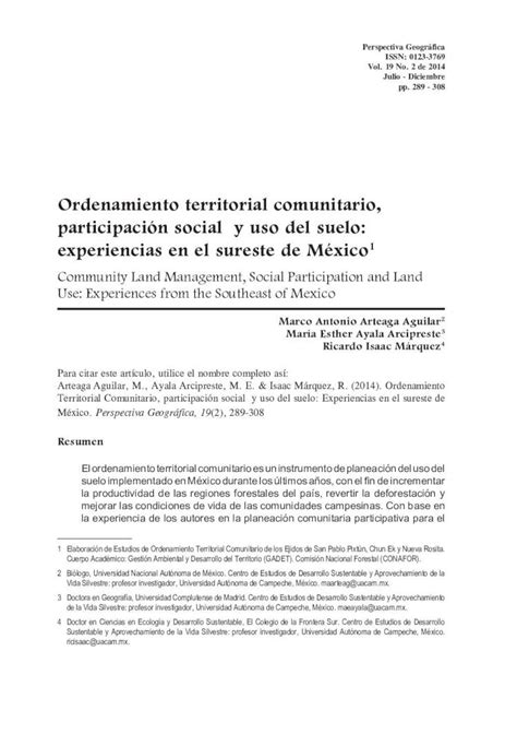Pdf Ordenamiento Territorial Comunitario Participación Social Y
