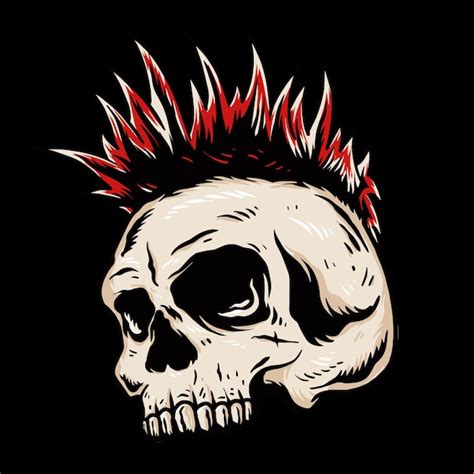 Premium Vector Punk Rock Skull Head Vector Illustration