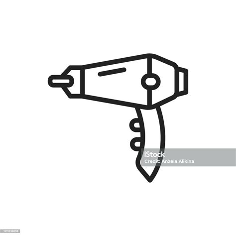 헤어 드라이어 블랙 라인 아이콘 사람의 머리카락을 건조시키는 전기 장치 웹 페이지 모바일 앱 배너에 서명합니다 0명에 대한 스톡 벡터 아트 및 기타 이미지 Istock