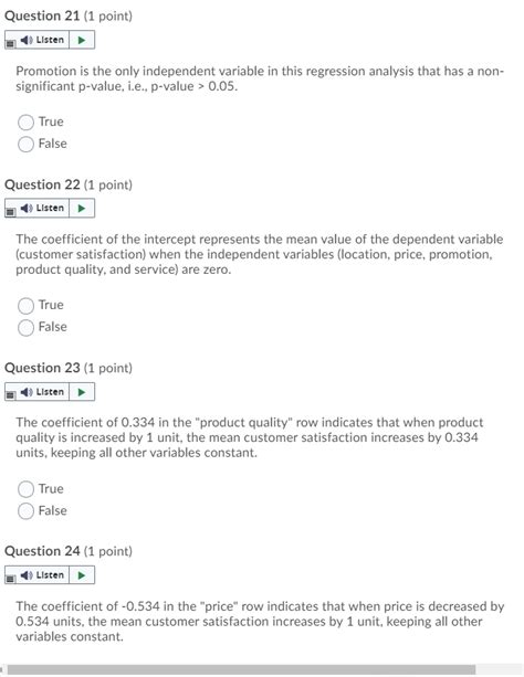 Solved Coefficients Standard Error T Stat P Value Lov