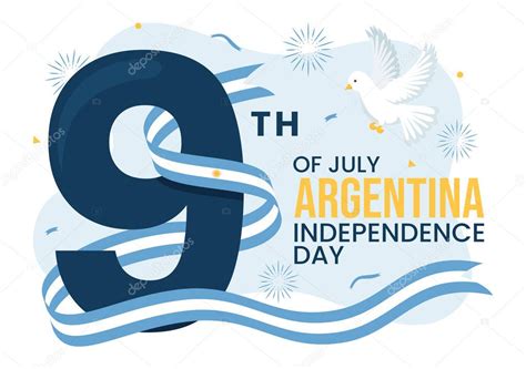 Feliz Día De La Independencia De Argentina El 9 De Julio Ilustración