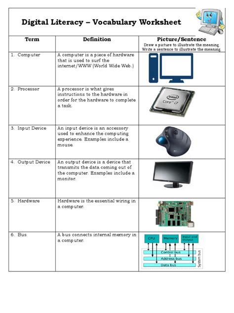 btt101 digital literacy vocabulary worksheet download free pdf