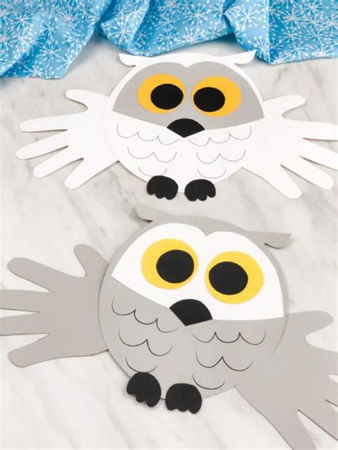 Handprint Snowy Owl Craft Story Simple Everyday Mom