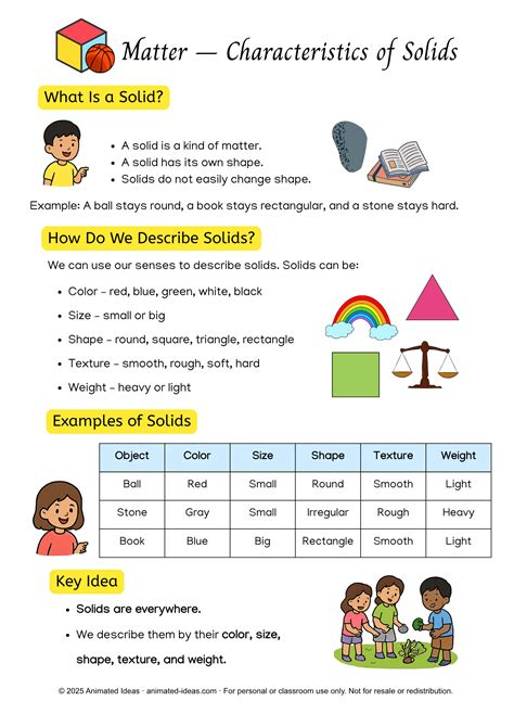 Characteristics Of Solids Printable Guide Grade 3 Science Animated