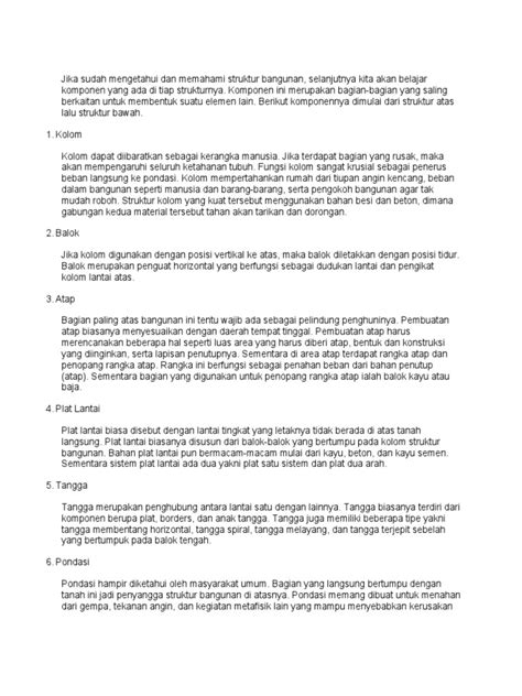 Struktur Bangunan Dan Komponennya Pdf Sains And Matematika
