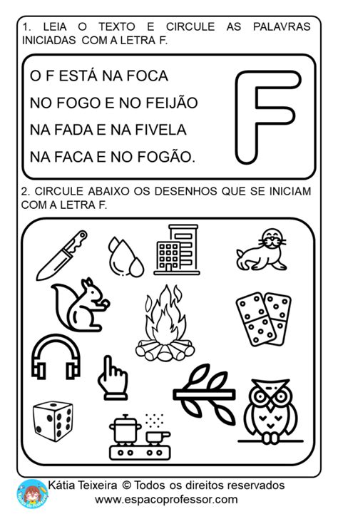 Pequeno Texto Com Atividades Educação Infantil Letra F Pdf