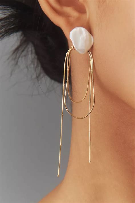 Pearl Loop Chain Drop Earrings Anthropologie