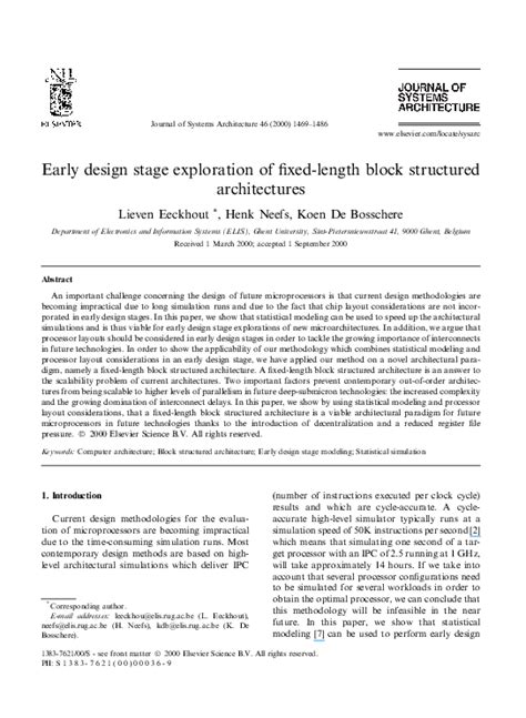 Pdf Early Design Stage Exploration Of Fixed Length Block Structured Architectures Koen