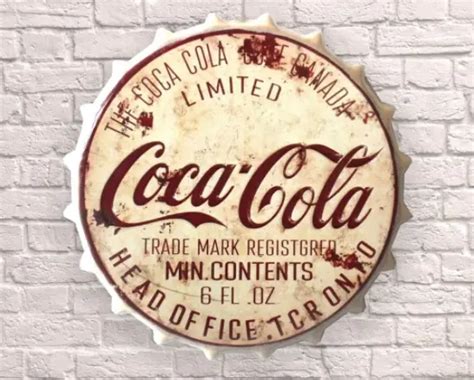 40cm Coca Cola Bar Retro Wall Display Sign Metal Bottle Top Coke Cream