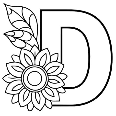 Page De Coloration De Lalphabet D Avec La Fleur D Lettre Contour