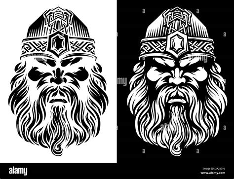 Viking Warrior Man Strong Mascot Face In Helmet Stock Vector Image