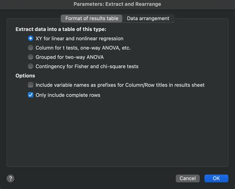 Graphpad Prism 10 User Guide Extract And Rearrange From Multiple Variable Tables