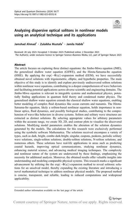 Analyzing Dispersive Optical Solitons In Nonlinear Models Using An Analytical Technique And Its