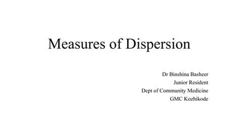 Measures Of Dispersion Statistics Apptx