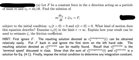 Solved A Let F Be A Constant Force In The X Direction Chegg Com