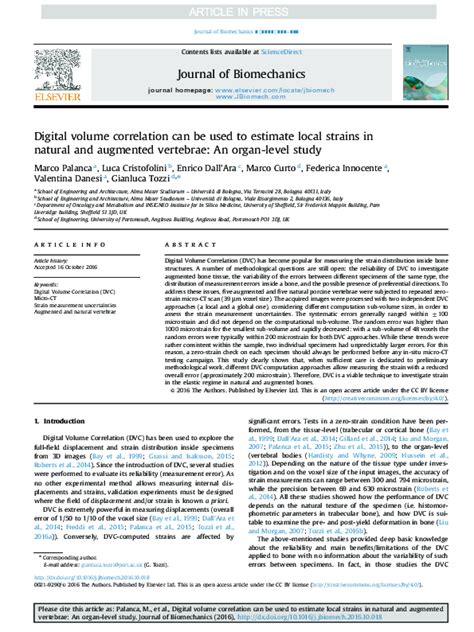 Pdf Digital Volume Correlation Can Be Used To Estimate Local Strains In Natural And Augmented