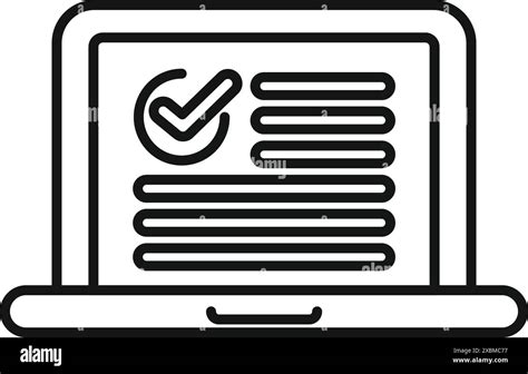 Simple Icon Of A Laptop Displaying A Completed Online Survey Form With