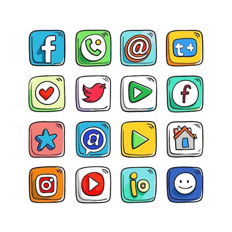 Premium Vector Social Media Icon Set Collection Vector Illustration