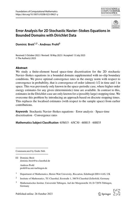 Pdf Error Analysis For 2d Stochastic Navierstokes Equations In