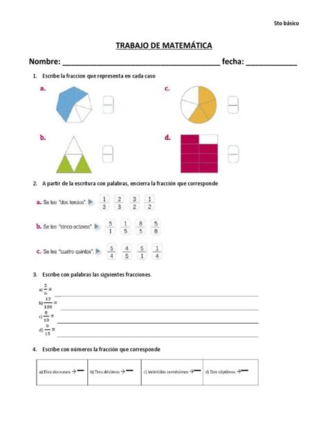 Prueba De Matematica 5°a Pdf