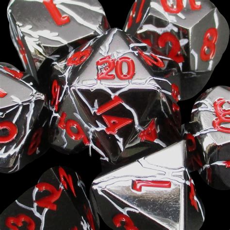 Tdso Metal Thor Lightning Black Nickel White And Red Dice Tdso Metal