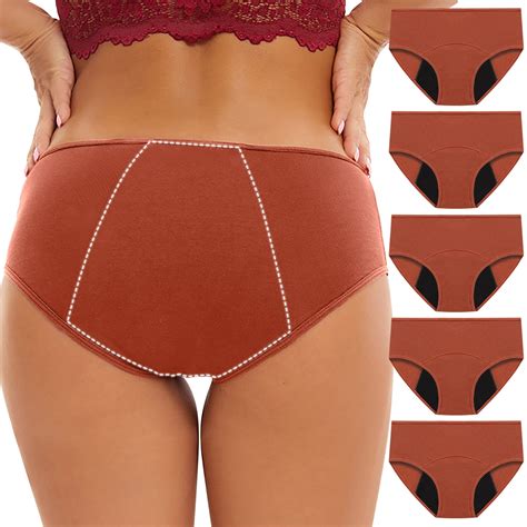 5pc Womens Elastic Panties Soft Briefs Pull On Breathable Orange