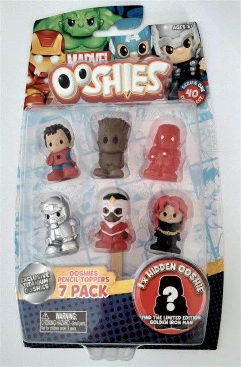 New Marvel Ooshies Series 1 ~ 7 Figure Pack Groot Star Lord Falcon Iron