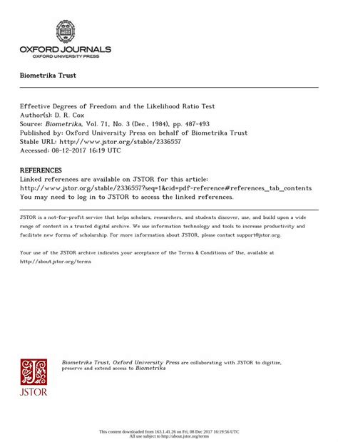 Pdf Effective Degrees Of Freedom And The Likelihood Ratio