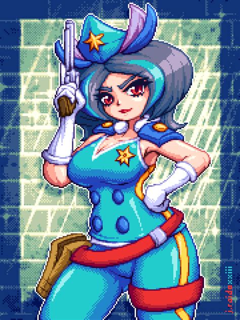 J Raido Officer Carrie Drill Dozer Highres 1girl Aqua Hair Black