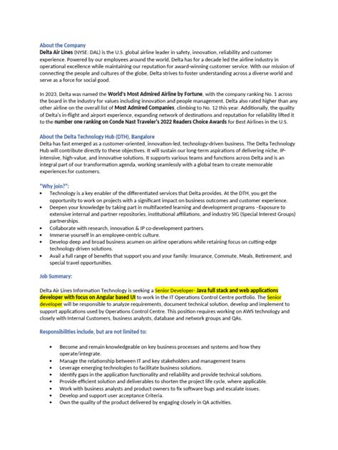 Senior Developer Full Stack Ui Developer Flight Ops Pdf Software