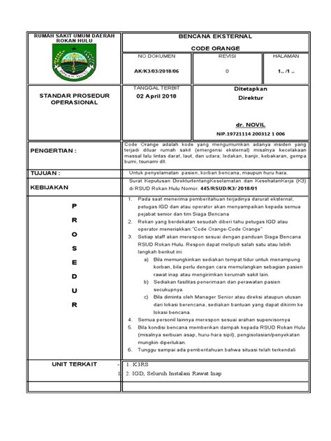 Sop Code Oranye Pdf