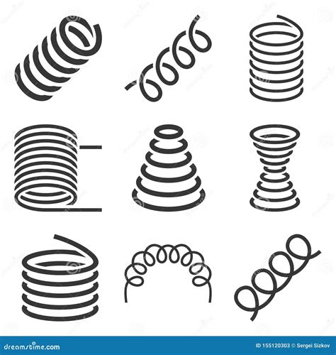 Spiral Flexible Wire Metal Spiral Spring Vector Isolated Illustration