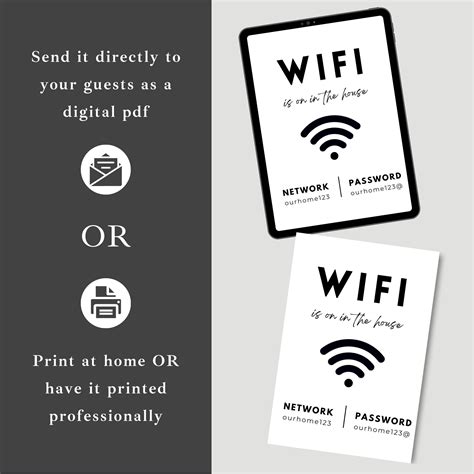 Editable Wifi Password Sign Canva Template Airbnb Guest Room Wifi Sign