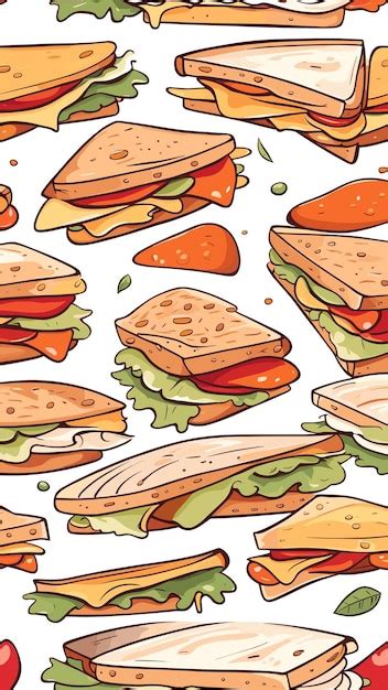 Vector De Dibujos De Dibujos Animados De Sándwich Vector Premium