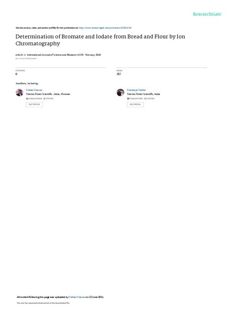 Determination Of Bromate And Iodate From Bread And Flour By Ion Chromatography Pdf Detection