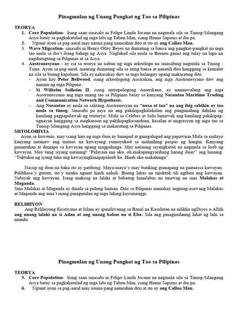 Pinagmulan Ng Unang Pangkat Ng Tao Sa Pilipinas Pdf