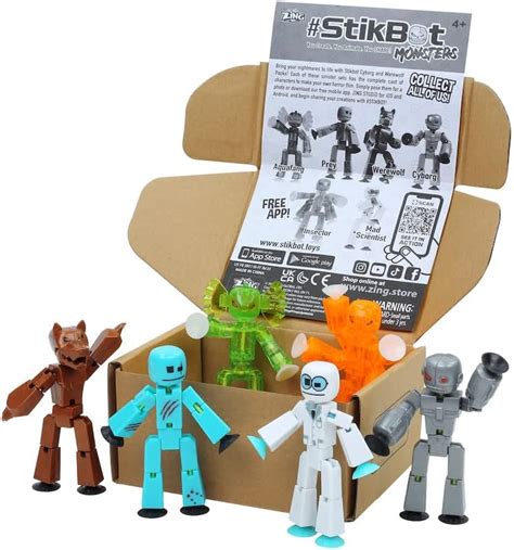 Zing Stikbot Monster Werewolf And Cyborg Pack Set Of 6 Stikbot
