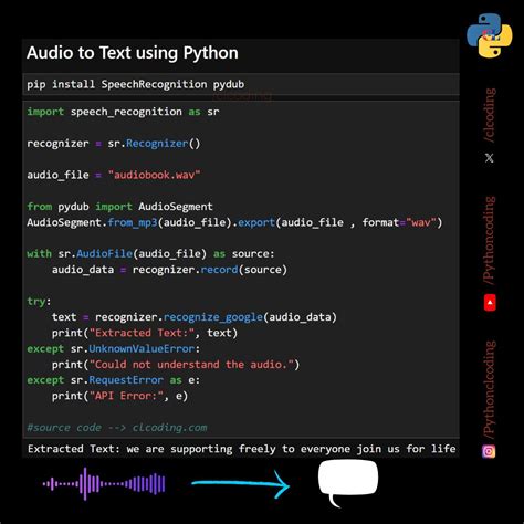 python coding on linkedin audio to text using python
