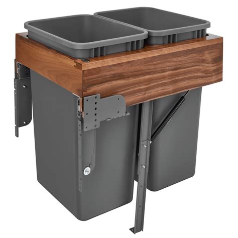 Rev A Shelf 4WCTM WNRM 2150DM 2 Double 50 Qt Top Mount Trash Pull Out Walnut Rev A Motion