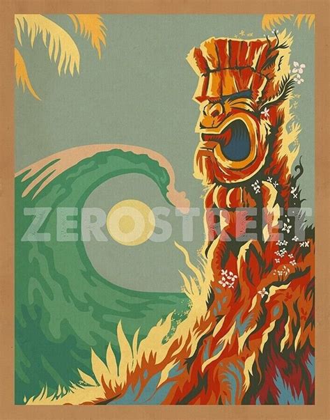 Ku Hawaii Surf Art Wave Beach Tiki Bar Man Cave Lowbrow Art Home Decor