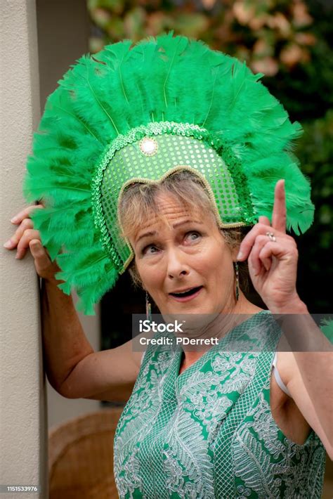 Woman Celebrating Her 70th Birthday Party The Theme Is Birds Stock