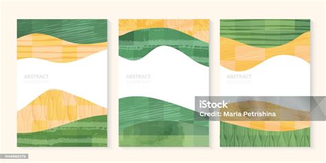 추상 농장 농업 템플릿입니다 녹색 필드 패턴 에코 배경 질감이 있는 자연 풍경 벡터 삽화 전단지 정체성 소책자에 대한 농지 콜라주 생태 배경 카드 농업에 대한 스톡 벡터