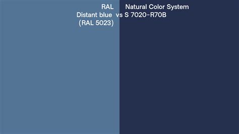 RAL Distant Blue RAL 5023 Vs Natural Color System S 7020 R70B Side By
