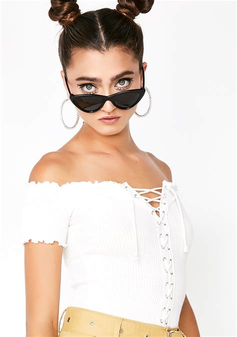 Pure Crossed Lines Lace Up Top Dolls Kill