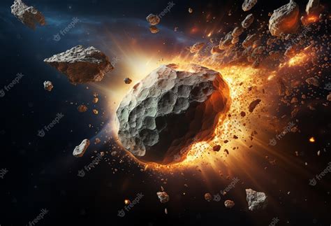 Premium Photo A Meteor In Space With A Fiery Explosion